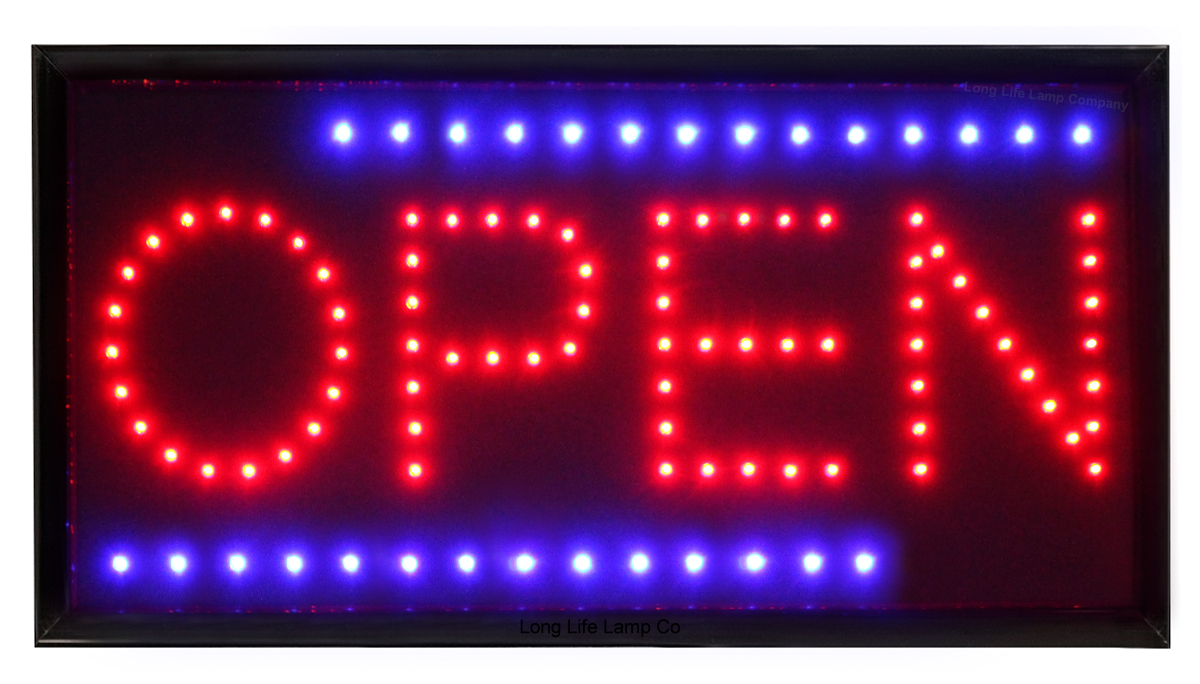LED Open Sign For Shop Window Display Illuminated Flashing LED Sign ...