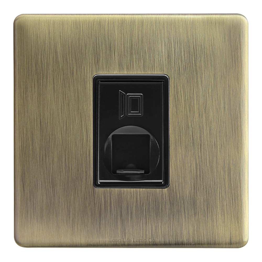 1 Gang Ethernet Port Data Socket CAT 5 Wall Plate Brush Antique Brass ...