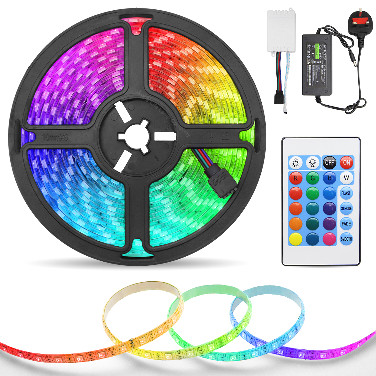RGB LED Tape IP44 Exterior or Interior 5 Metre Strip Light Kit Colour ...