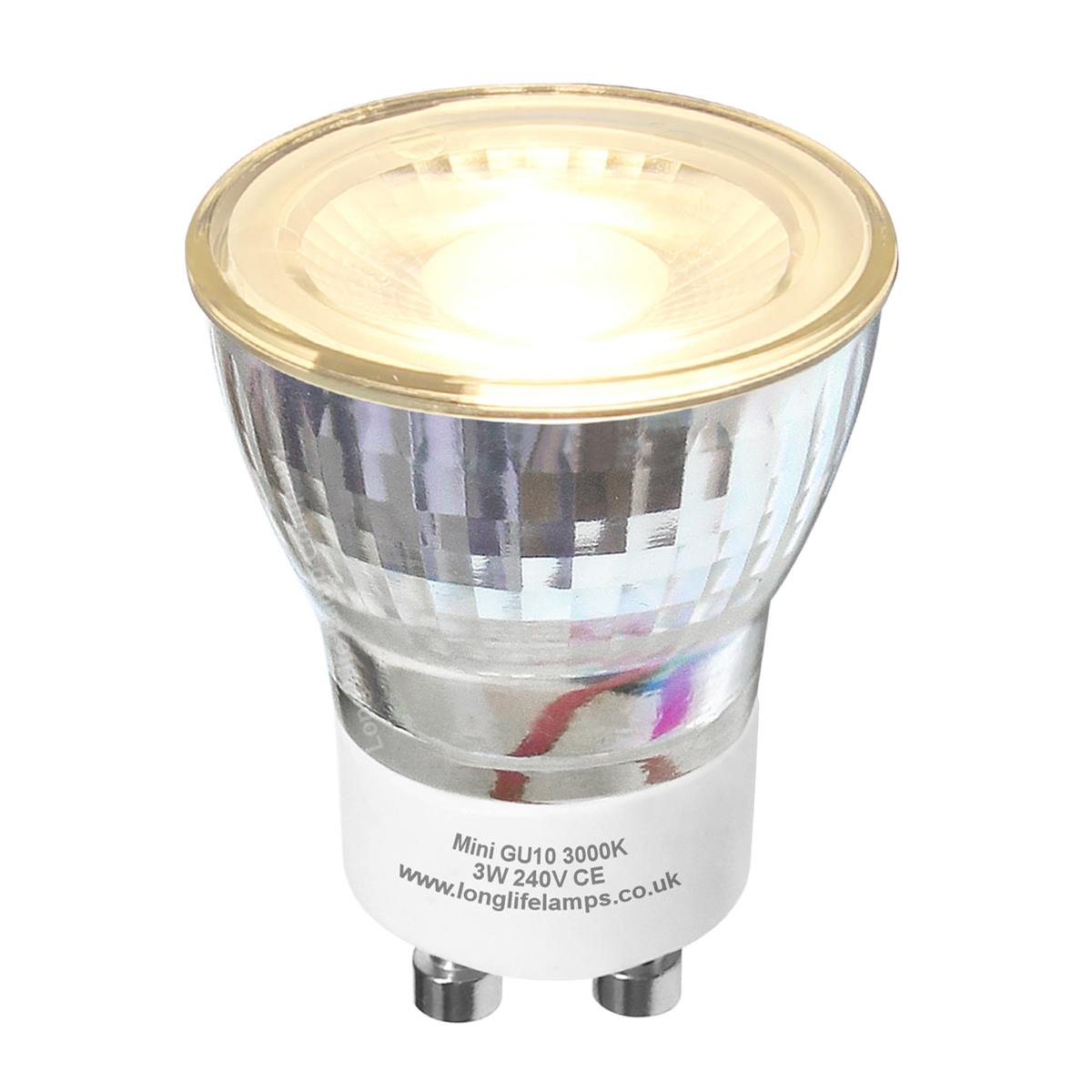 3W LED Mini GU10 35mm Light Bulb Warm White 3000k Glass Reflector 240V