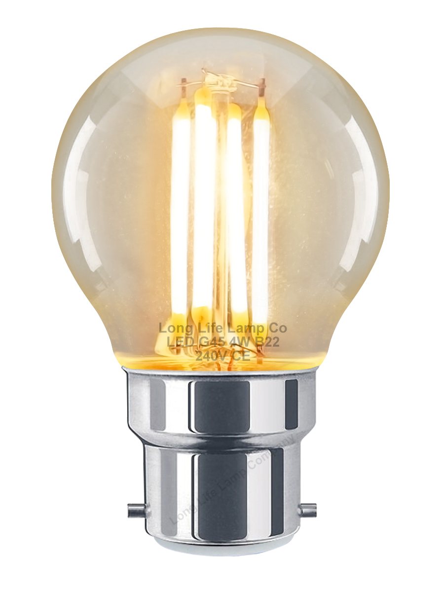 Filament Vintage 4w LED Golf Ball Light Bulb B22 Bayonet Clear Glass