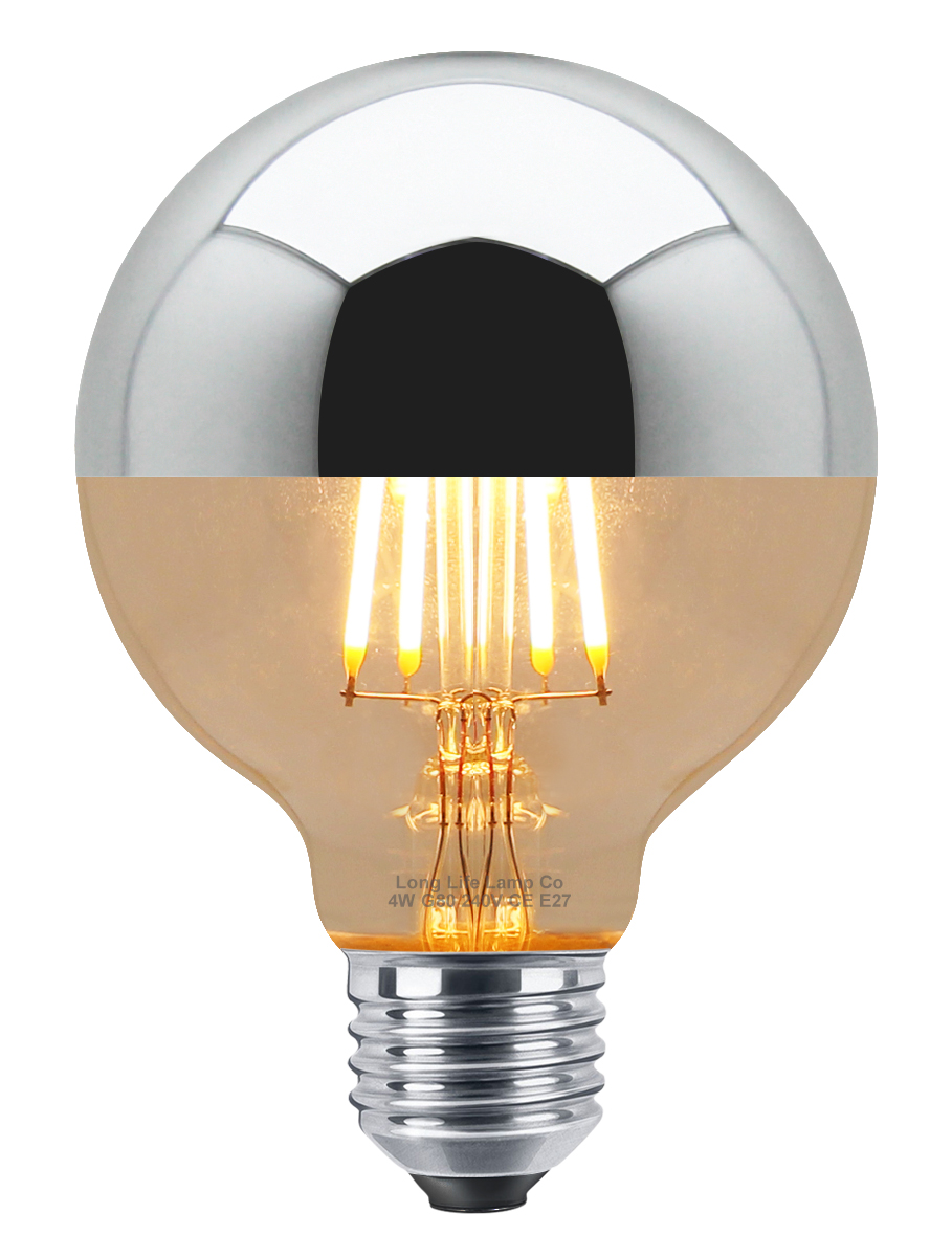 4w LED Crown Silver Light Bulb Mirror Top E27 Warm White