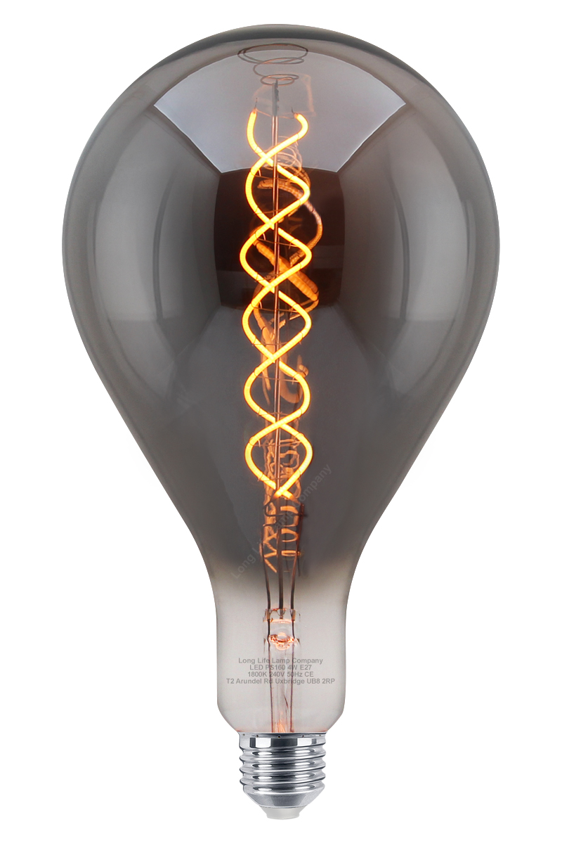 4w LED Vintage Filament Bulb Smoked Glass Tear Drop Classic Edison Coil ...