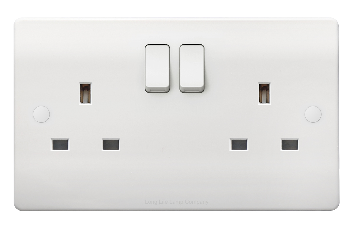 13A Double Switch Plug Socket 2 Gang Wall Outlet WDS13A