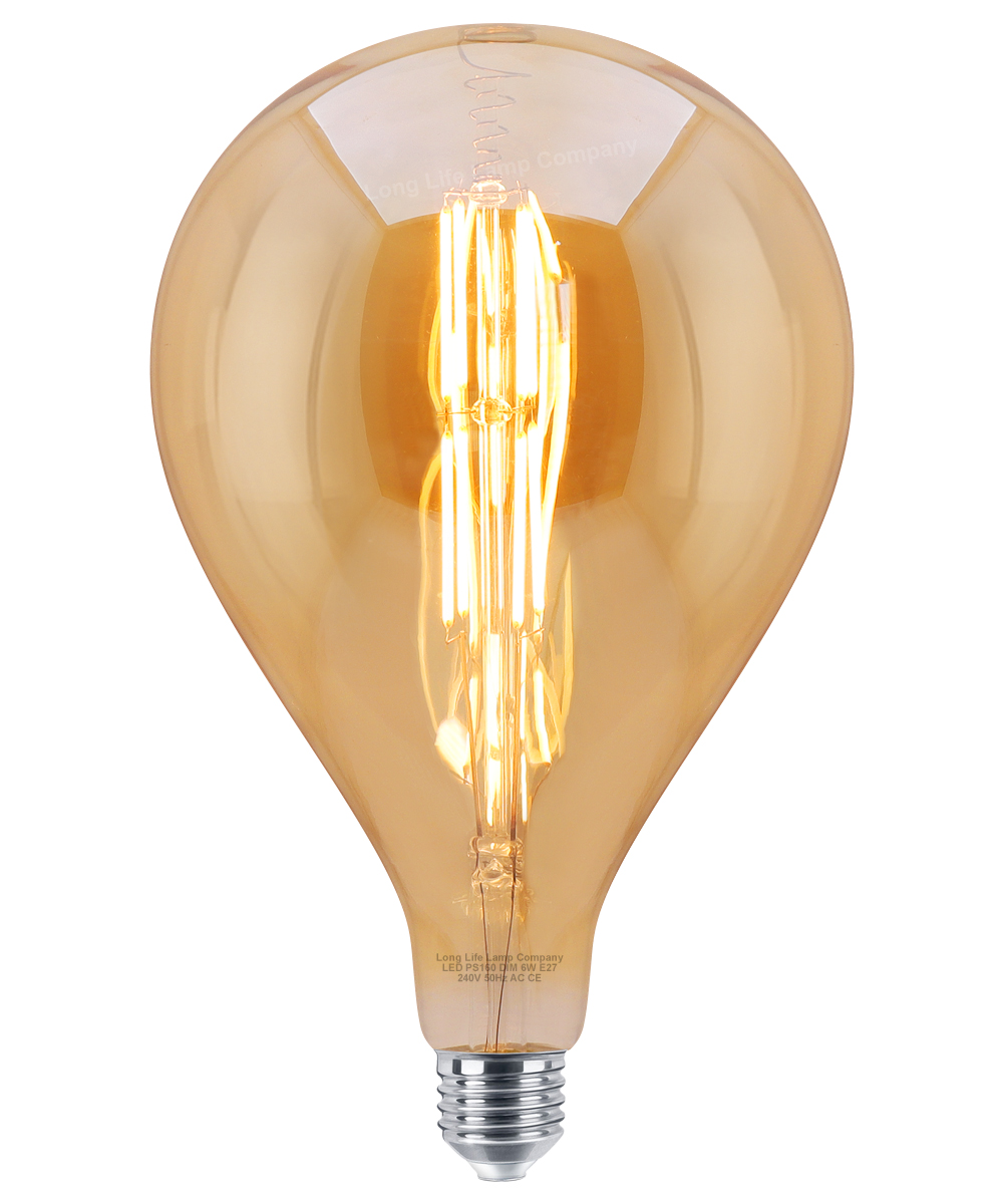 6W Pear Shape Antique Vintage LED E27 Smoked Glass Dimmable PS160DIM