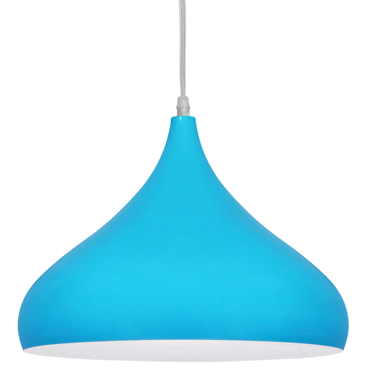 Light Blue Lamp Shade Ceiling Pendant Light Metal Dome Gloss Finish M0077